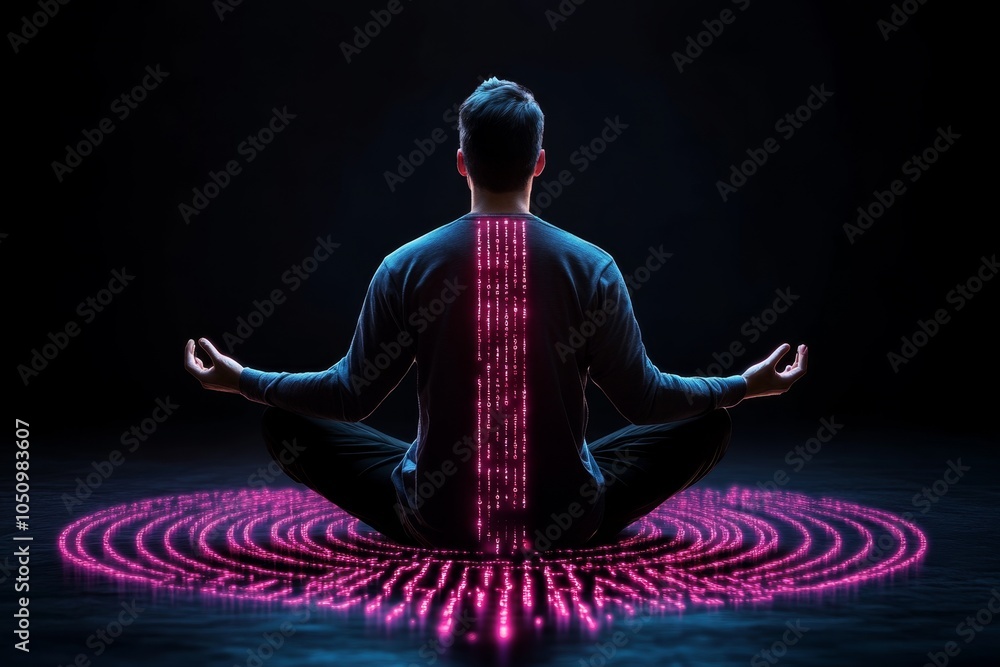 A hacker taking a deep breath after completing a high-stakes digital ...