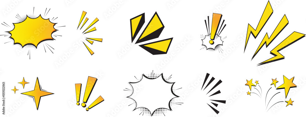 Set of comic effect shape with pop art style. Comic speech bubbles ...