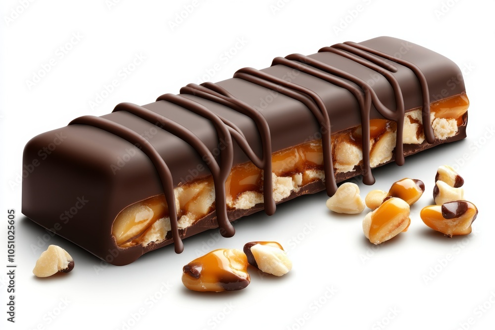 a 2D cartoon illustration of a chocolate bar with caramel filling sweet ...