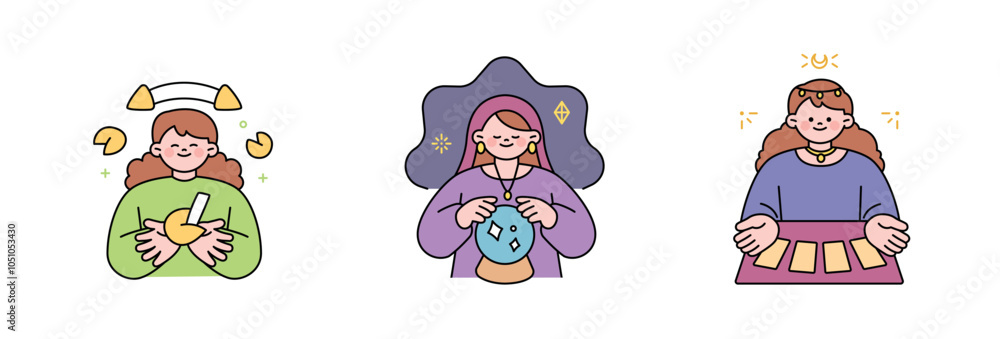Fortune tellers. Fortune cookies, crystal balls, and tarot cards are ...