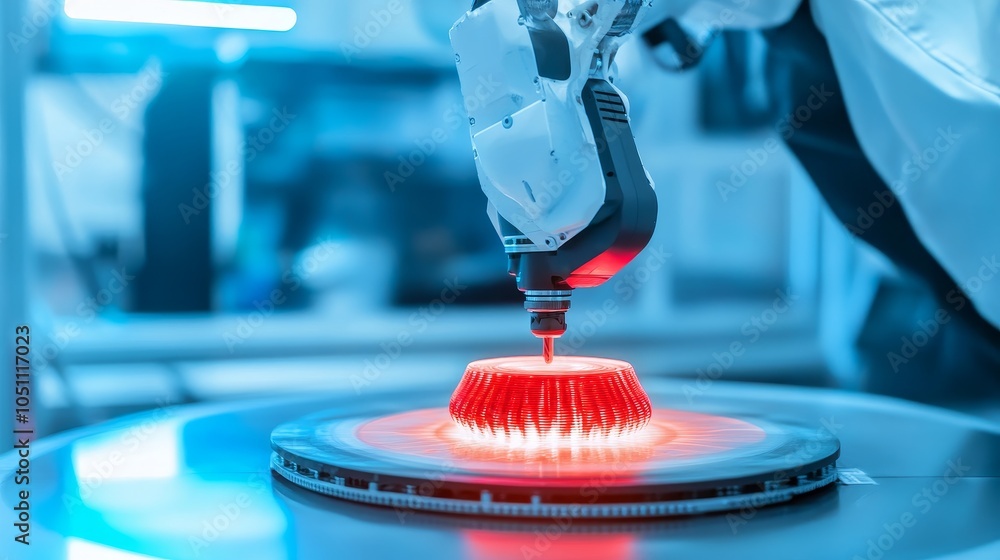 High-tech automation: Robot conducting quality control scan on 3D ...