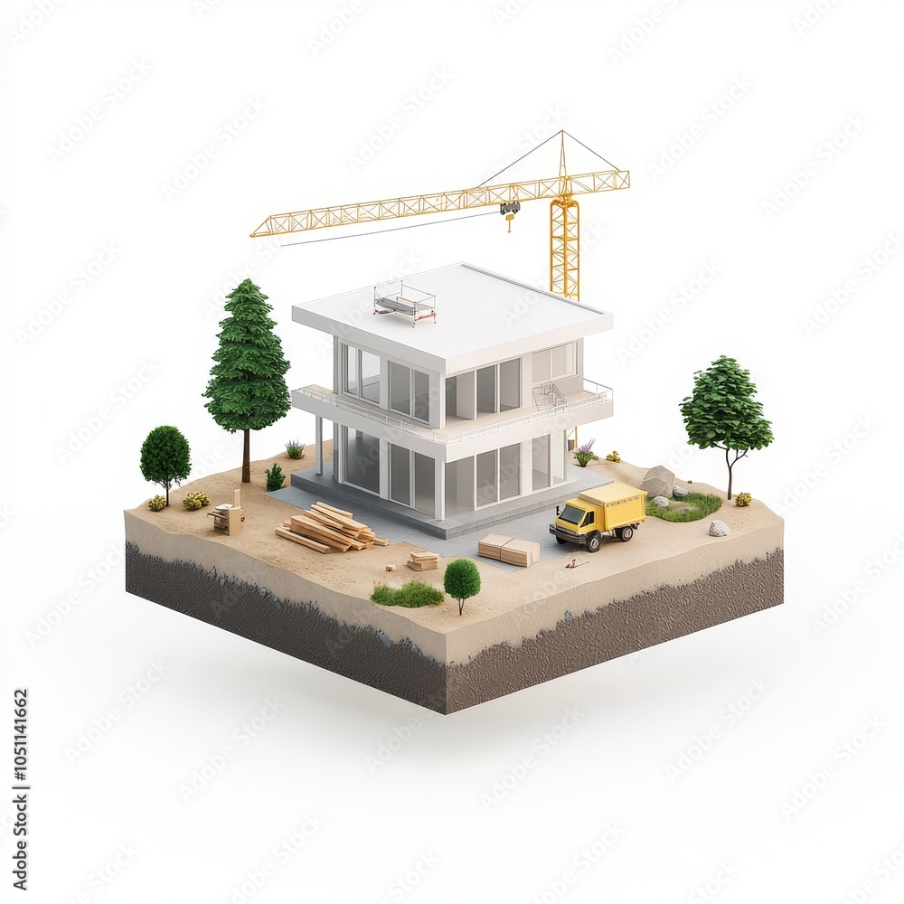 Innovative 3D Architectural Timeline Showcasing Floating Construction ...