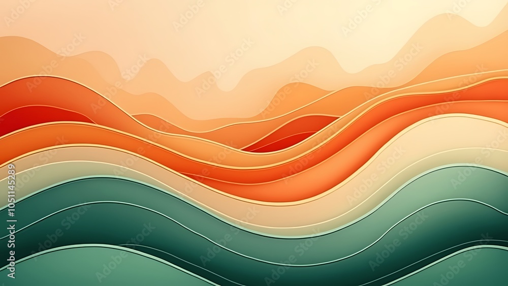 Abstract art template with curve pattern. Japanese background with hand ...