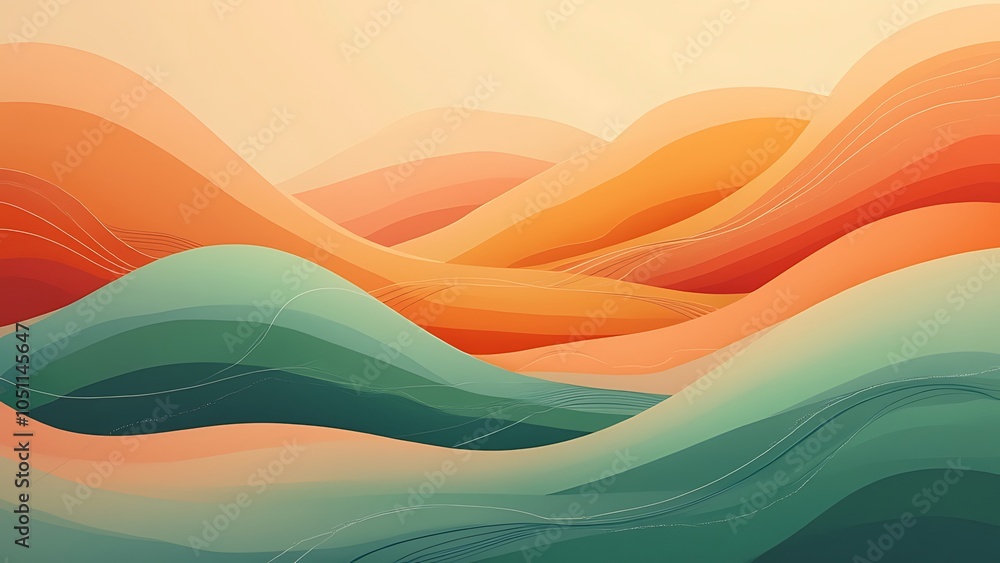 Abstract art template with curve pattern. Japanese background with hand ...