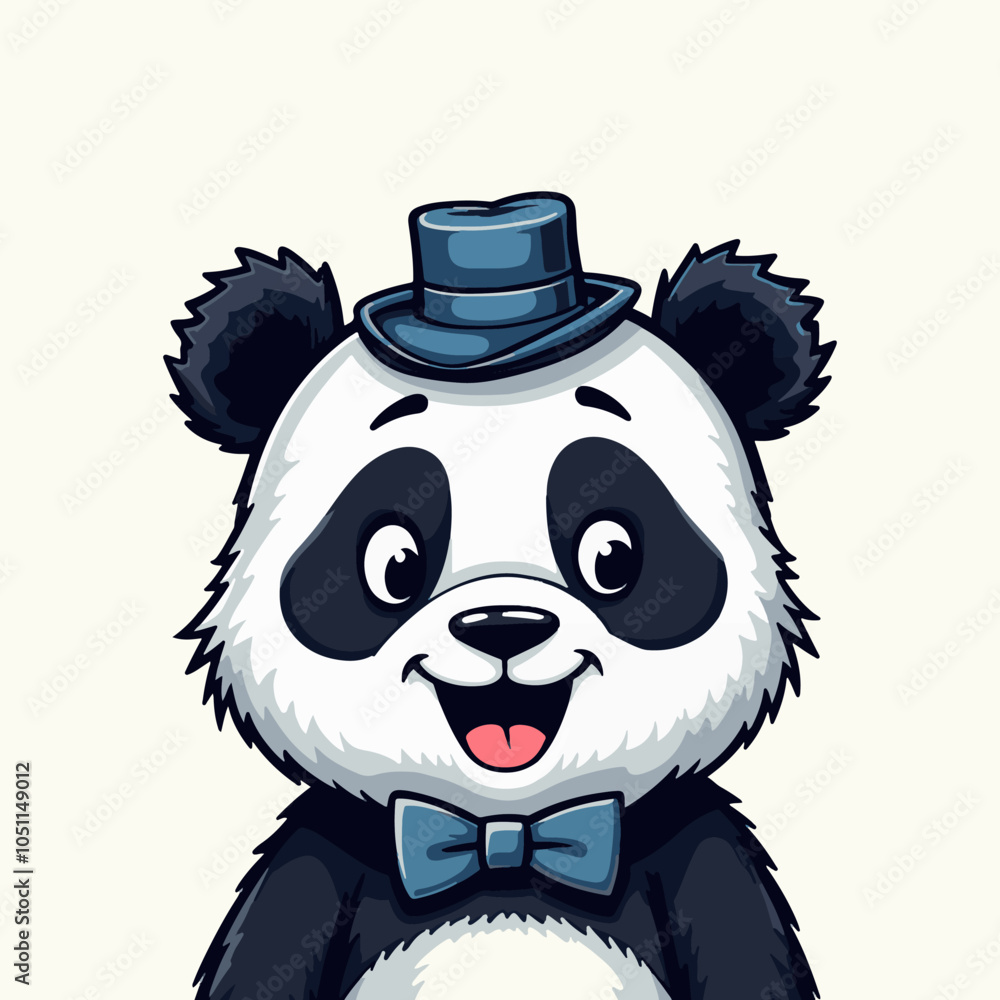 Mascot logo design of a panda with bold line. cute panda wearing hat ...