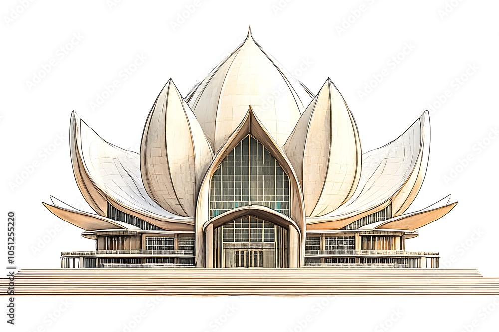 Lotus Temple, an iconic Indian monument Stock Illustration | Adobe Stock