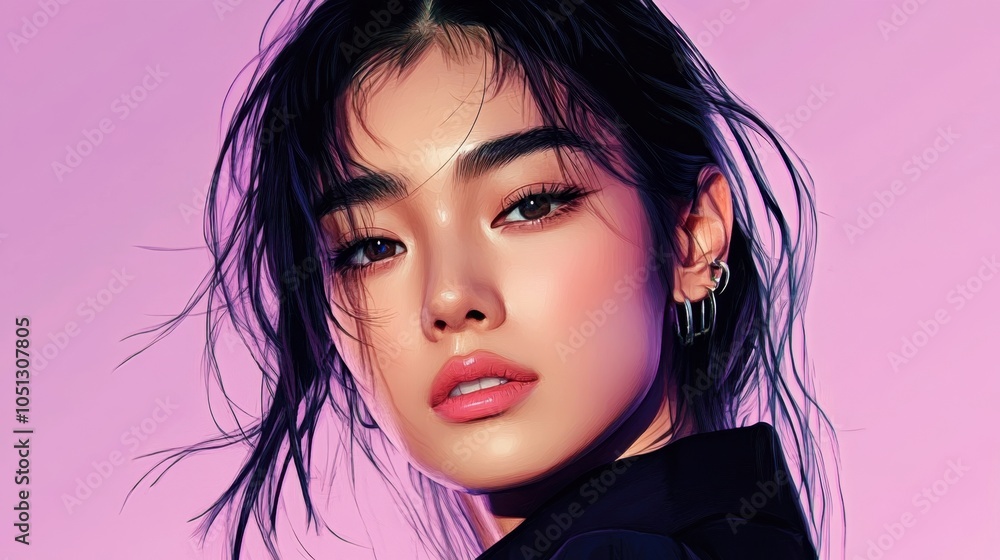 Perfectly styled Korean celebrity model, charismatic look, sleek ...