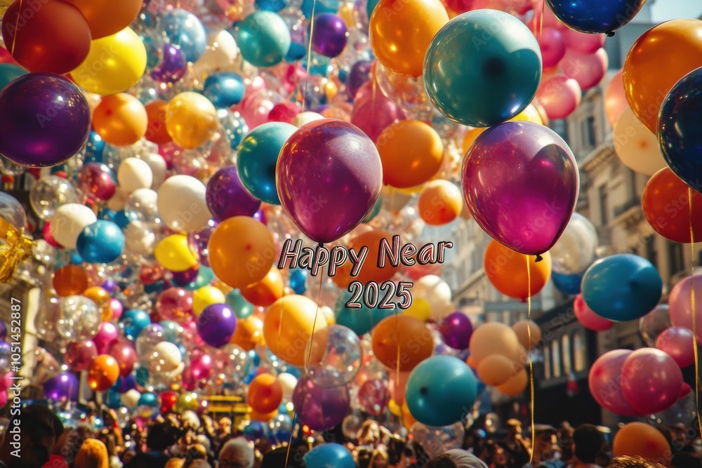 Balloon Drop Collage: Photos of colorful balloons descending in a ...