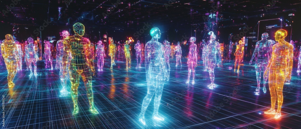 Interactive digital avatars populate a vibrant virtual reality world ...