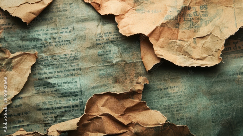Grunge textured background with newspaper layer Vintage style with torn ...