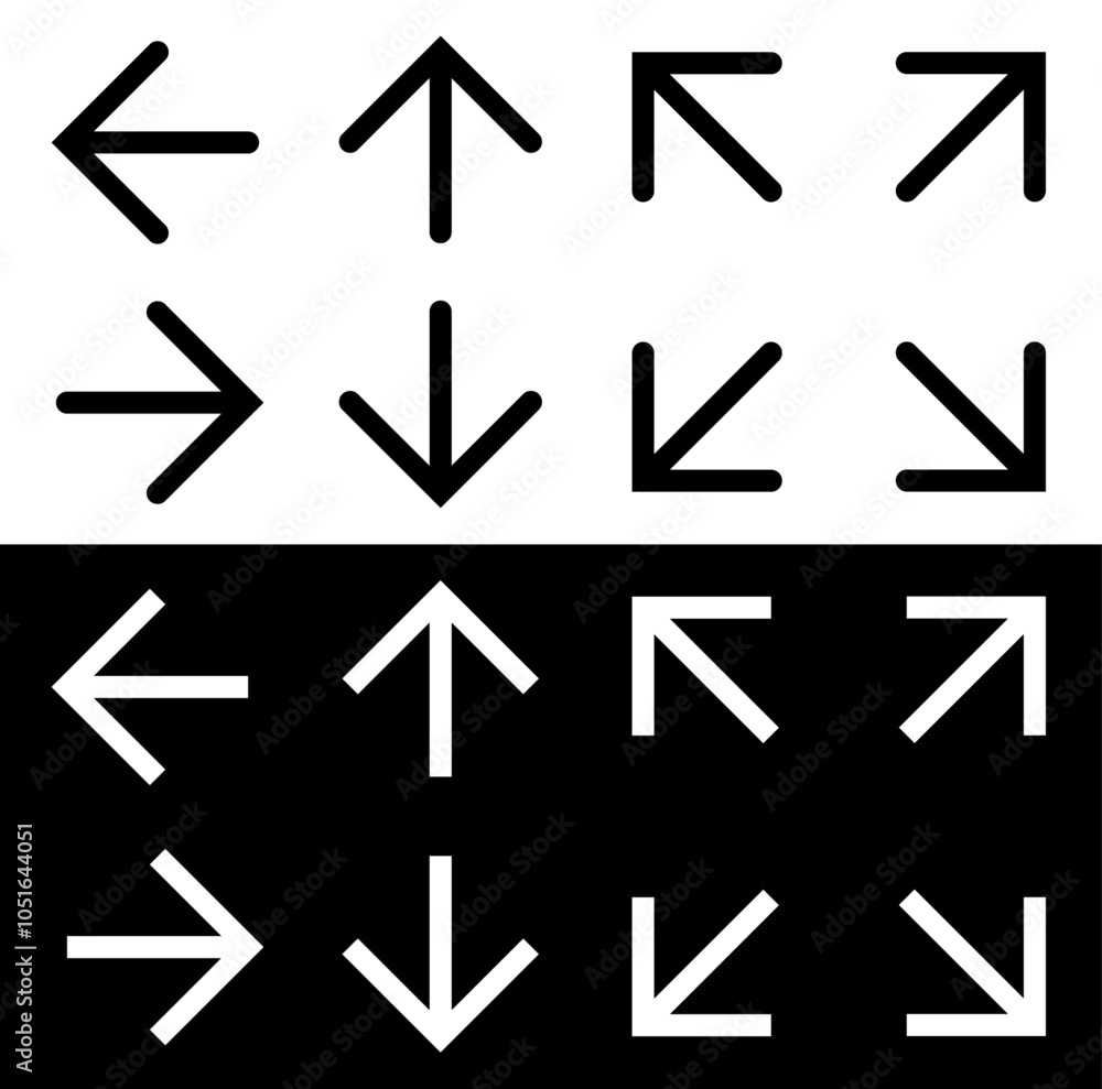 Arrow icon vector. Up, down, left, right arrow wayfinding icon. Bold ...