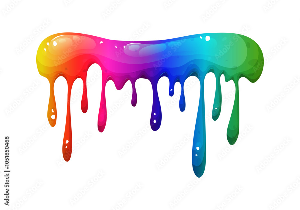 Dripping rainbow slime illustration with vibrant colors. Rainbow splash ...