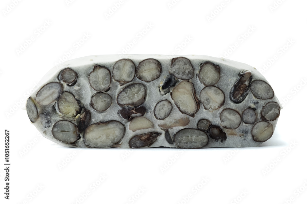 Cross section of fresh black beans or black turtle beans or black gram ...