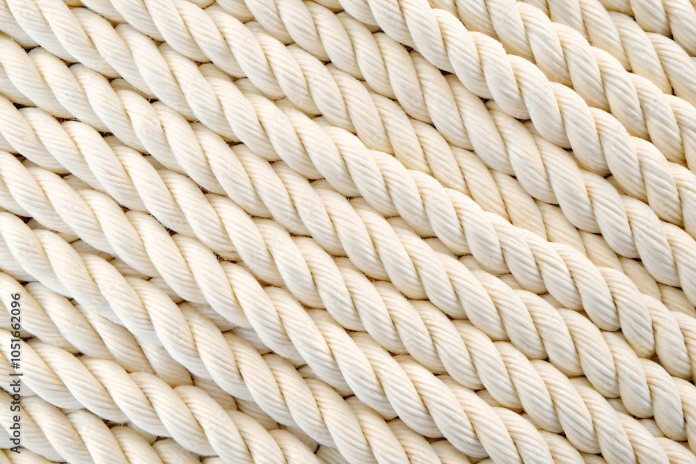 Twisted white ropes aligned in rows, creating a clean, textured ...