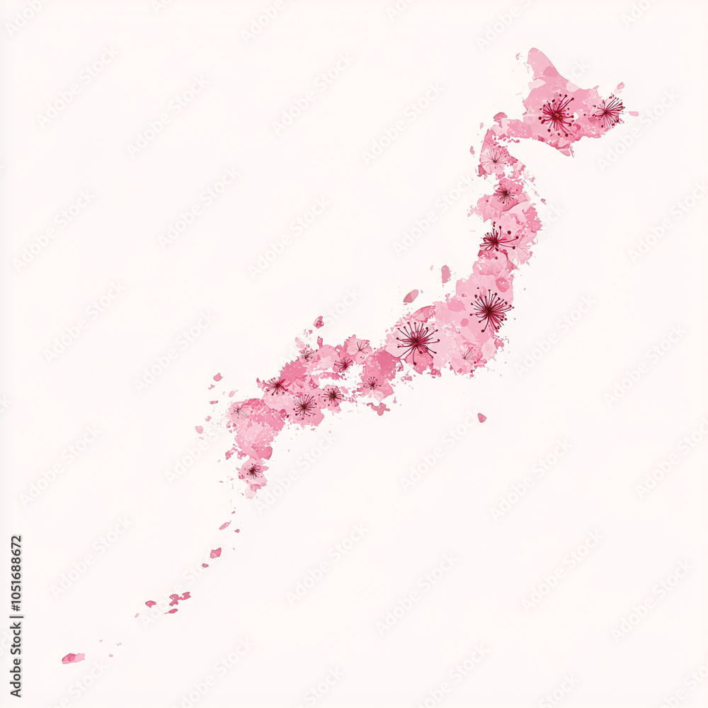 Creative Japan Map Formed with Cherry Blossoms - Symbol of Nature and ...