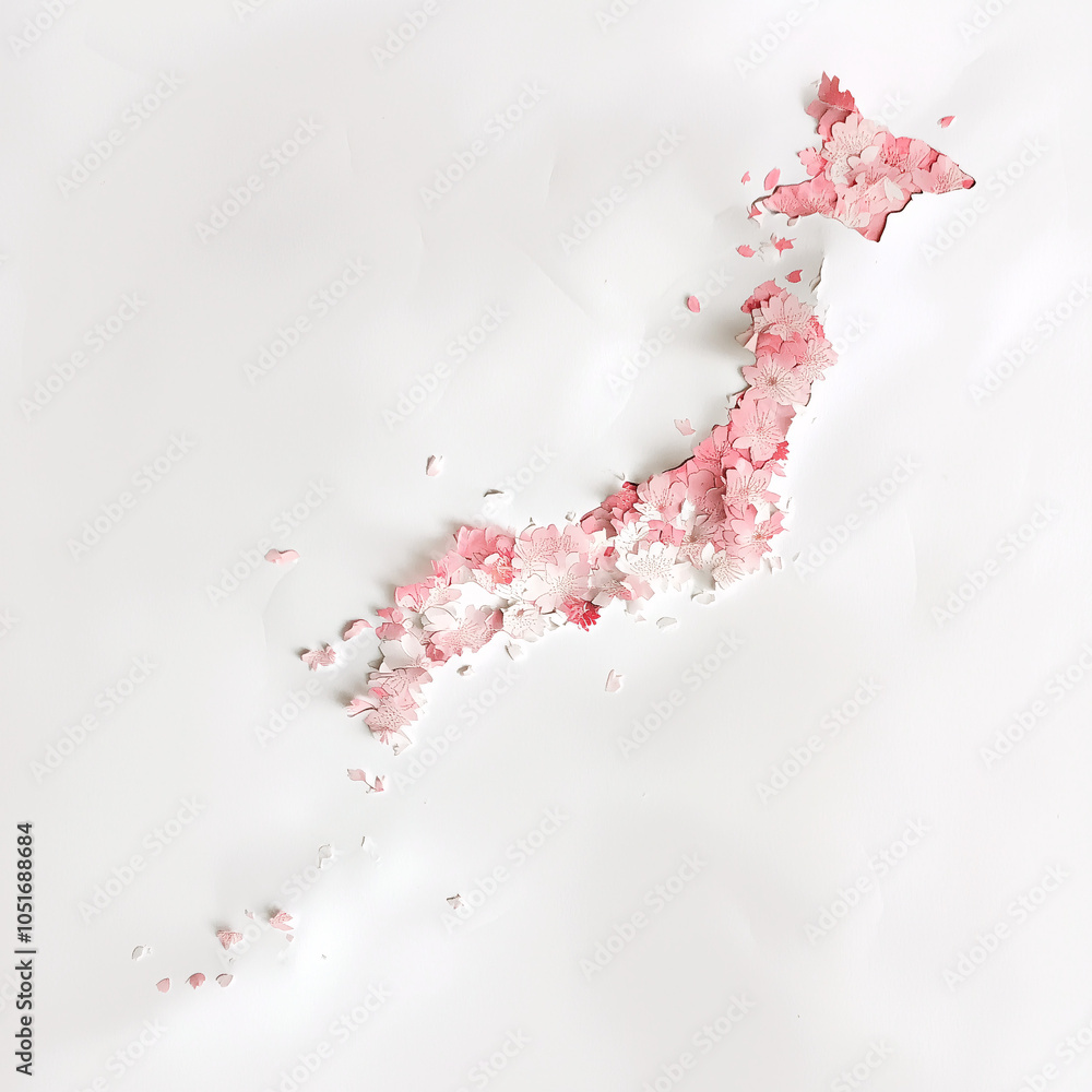 Creative Japan Map Formed with Cherry Blossoms - Symbol of Nature and ...