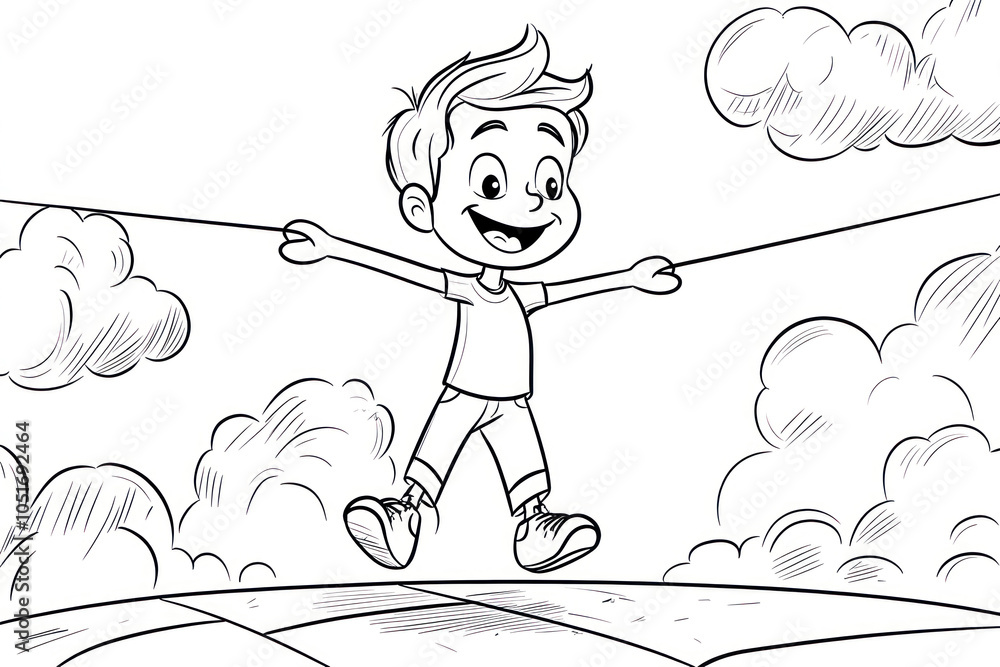 Acrobat, coloring page for kids, line art, black and white. Stock ...