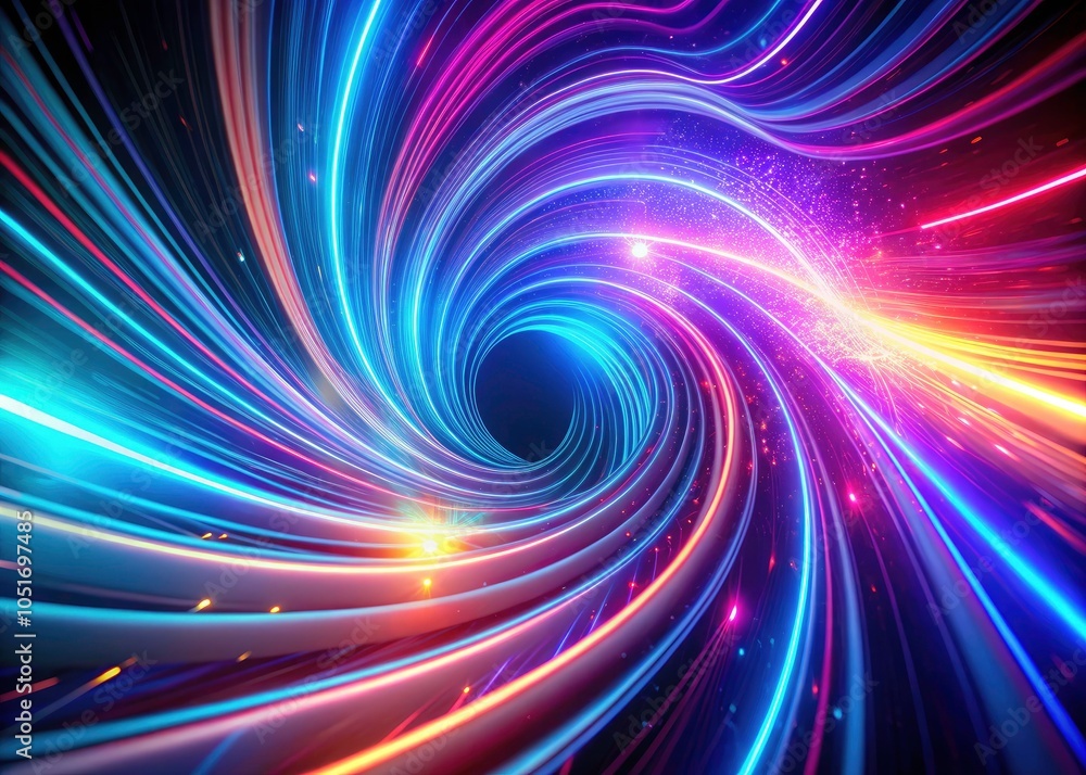 Abstract Slow Motion Swirling Neon Lines Background - 4K Animation of a ...