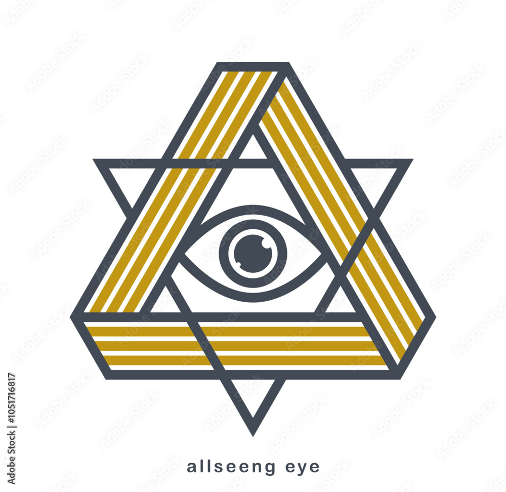 All seeing eye in triangle pyramid vector ancient symbol in modern ...