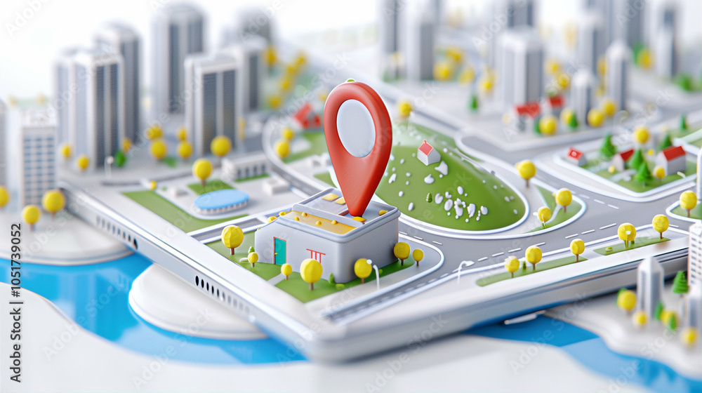 Map location marker on city map emphasizing navigation urban planning ...