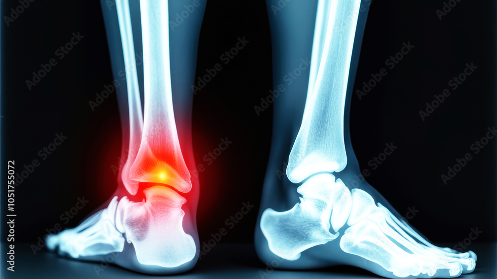 Radiographic Image of Tibia and Fibula Showing Red-Highlighted Area ...