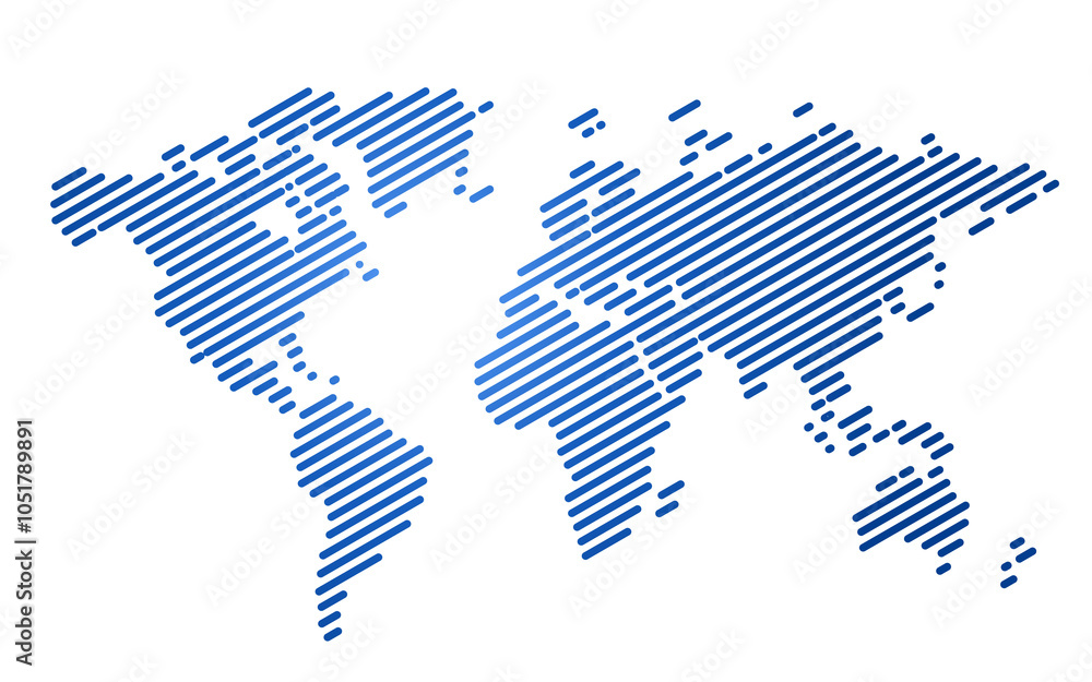 World map shown in a line pattern Stock Illustration | Adobe Stock