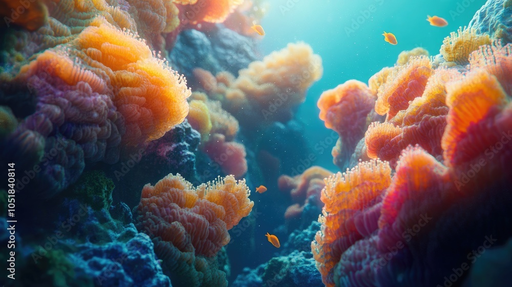 High-definition coral reef close-up, displaying the vibrant hues and ...