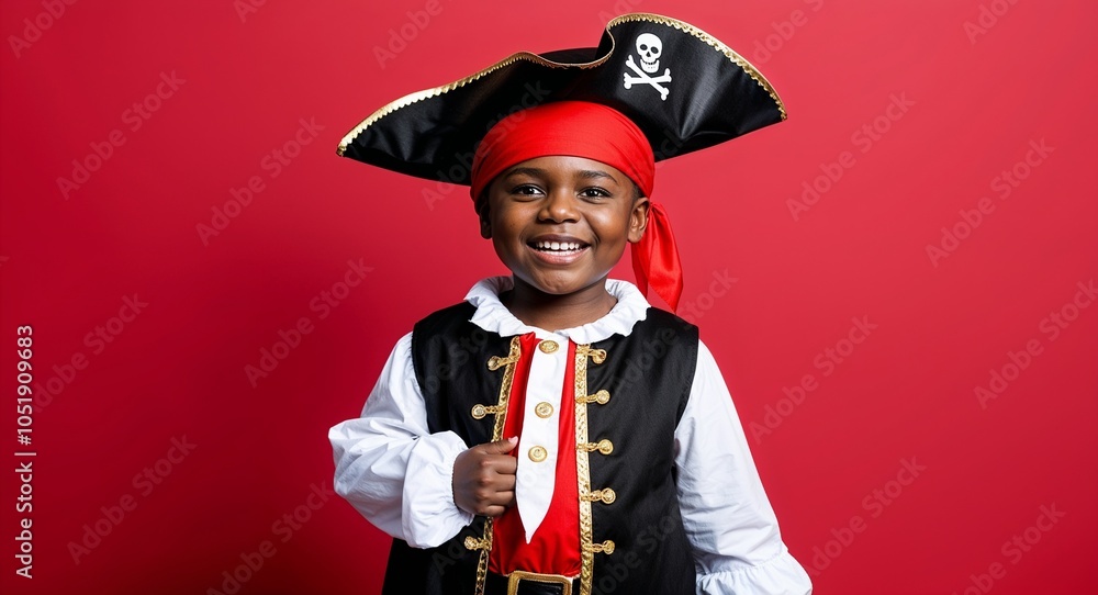 African boy dressed as a pirate adventurous grin pirate costume solid ...