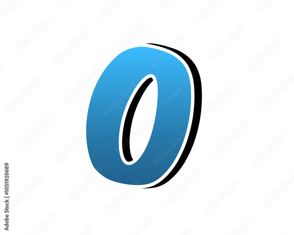 Number 0 zero 3D illustration on transparent background gradient blue ...