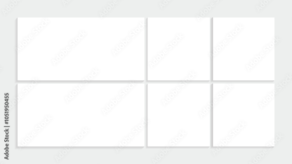 Moodboard template. 6 Photo collage grid. Vector. Mood board design ...