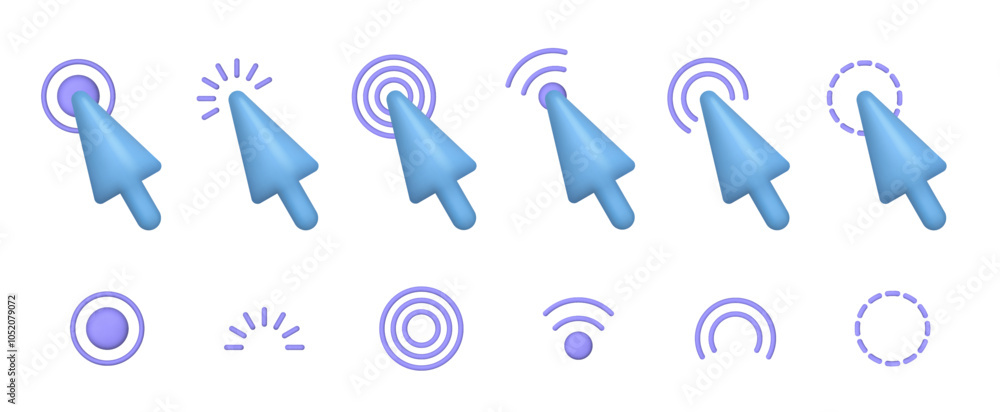 Cursors and pointers clicking and interacting with website or application elements. Vector UI ...