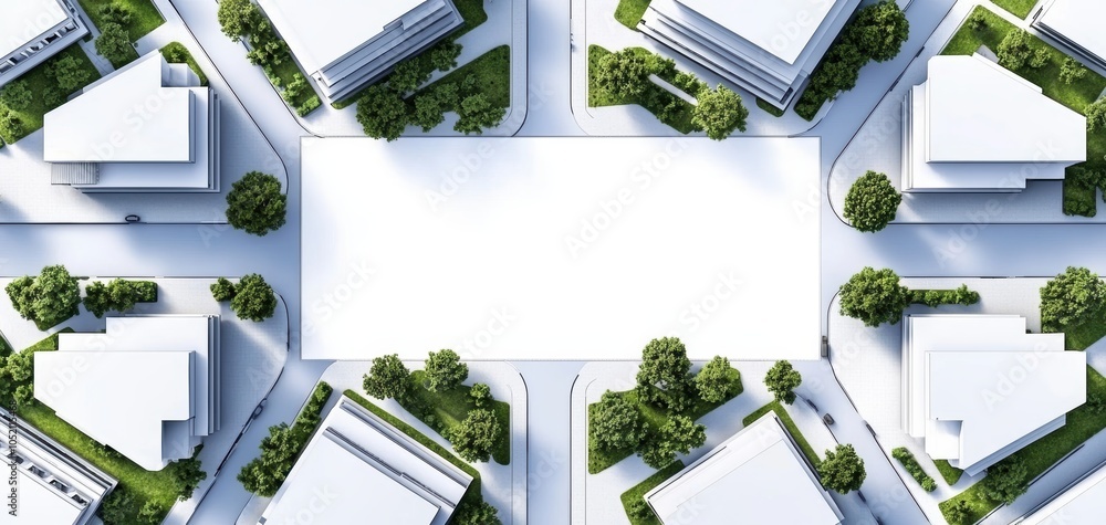 Blueprint of urban planning design with marked zones, residential ...