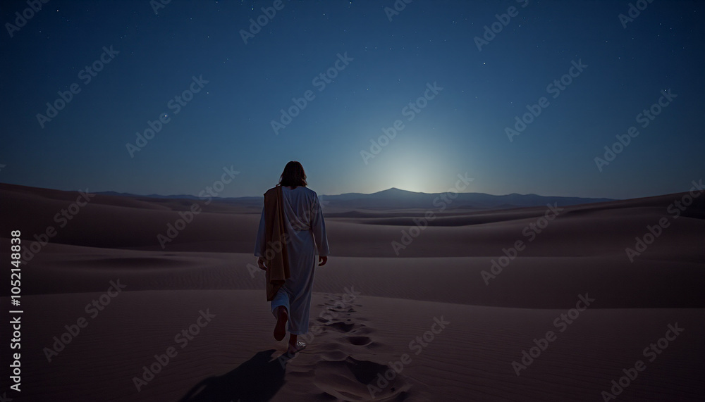 Deception of Jesus Christ walking alone in a desert at night, God of ...