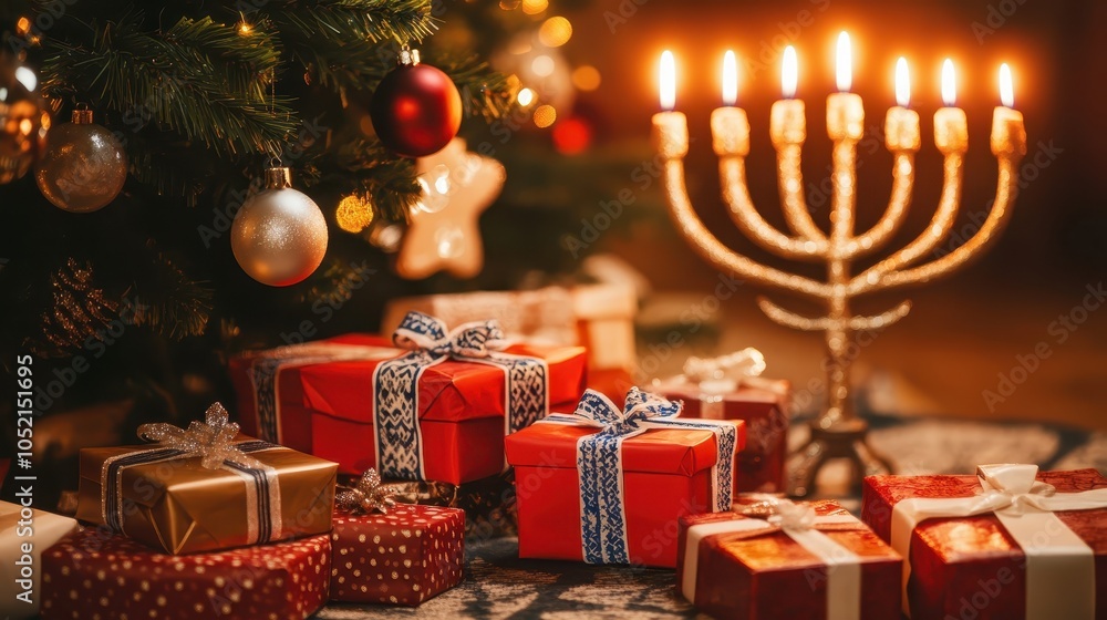 A festive celebration of lights and joy christmas and hanukkah converge ...