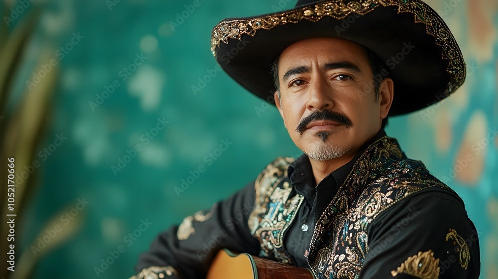Full Body Portrait of a Determined Middle Aged Mexican Mariachi ...
