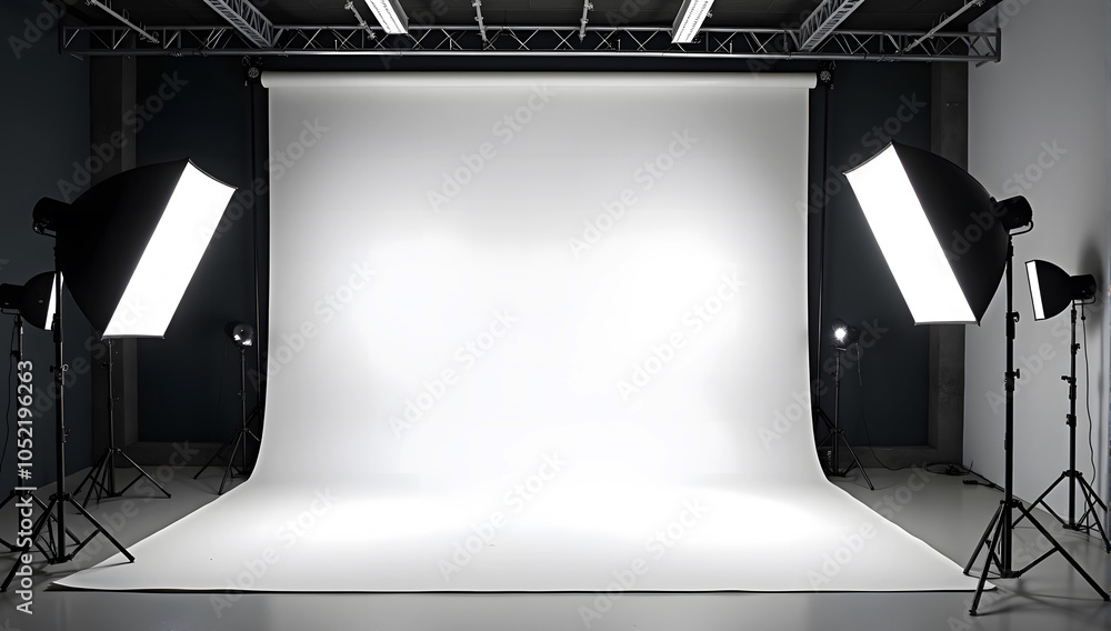 minimalist studio setup with a smooth grey floor seamlessly ...