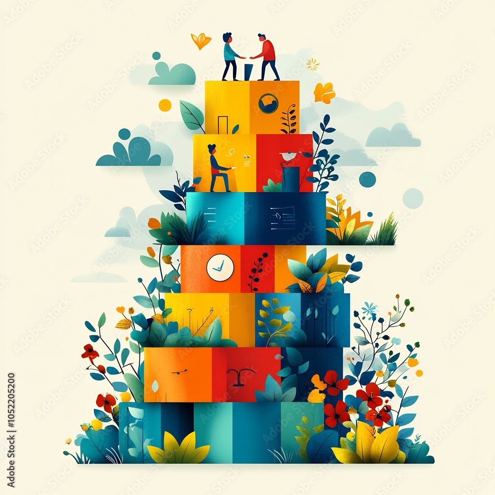 Conceptual Flat Design of Employee Engagement Featuring Geometric Forms ...