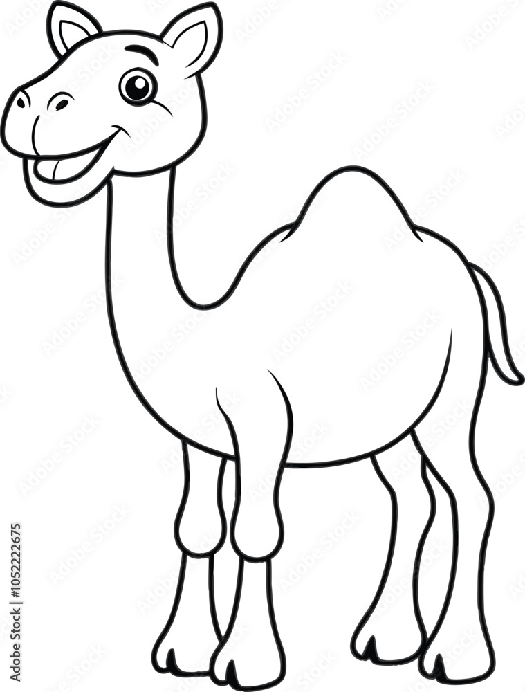 Cartoon Camel Outline Coloring Page Animal Art Stock Vector | Adobe Stock