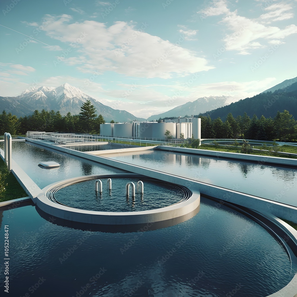 Futuristic Water Treatment Plant Recycling Wastewater Into Clean ...