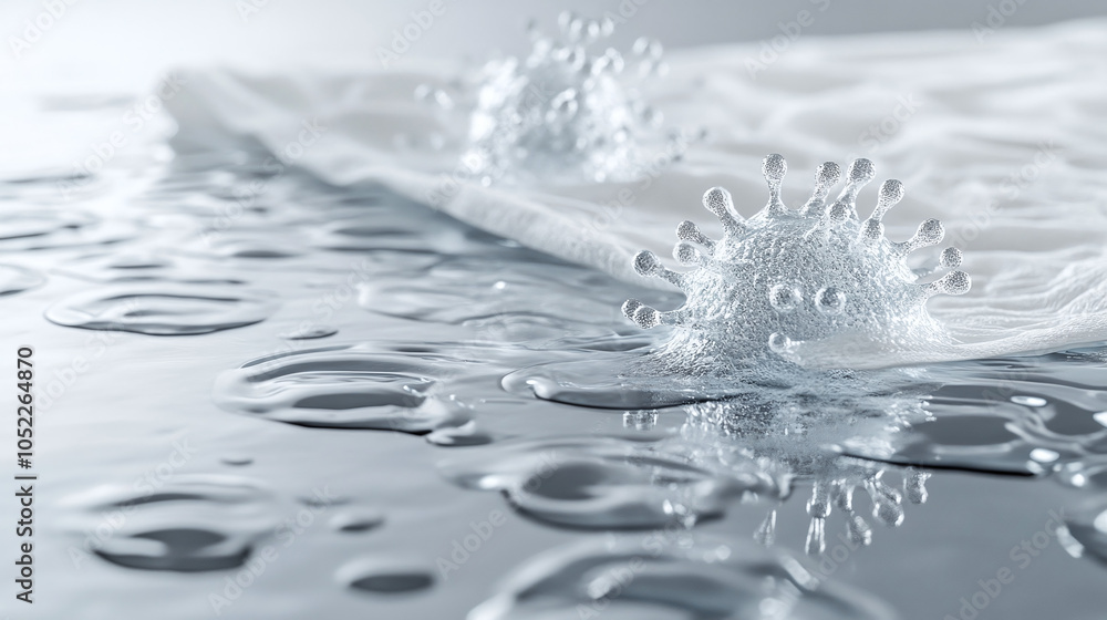 Conceptual representation of bacteria on a surface being neutralized by ...