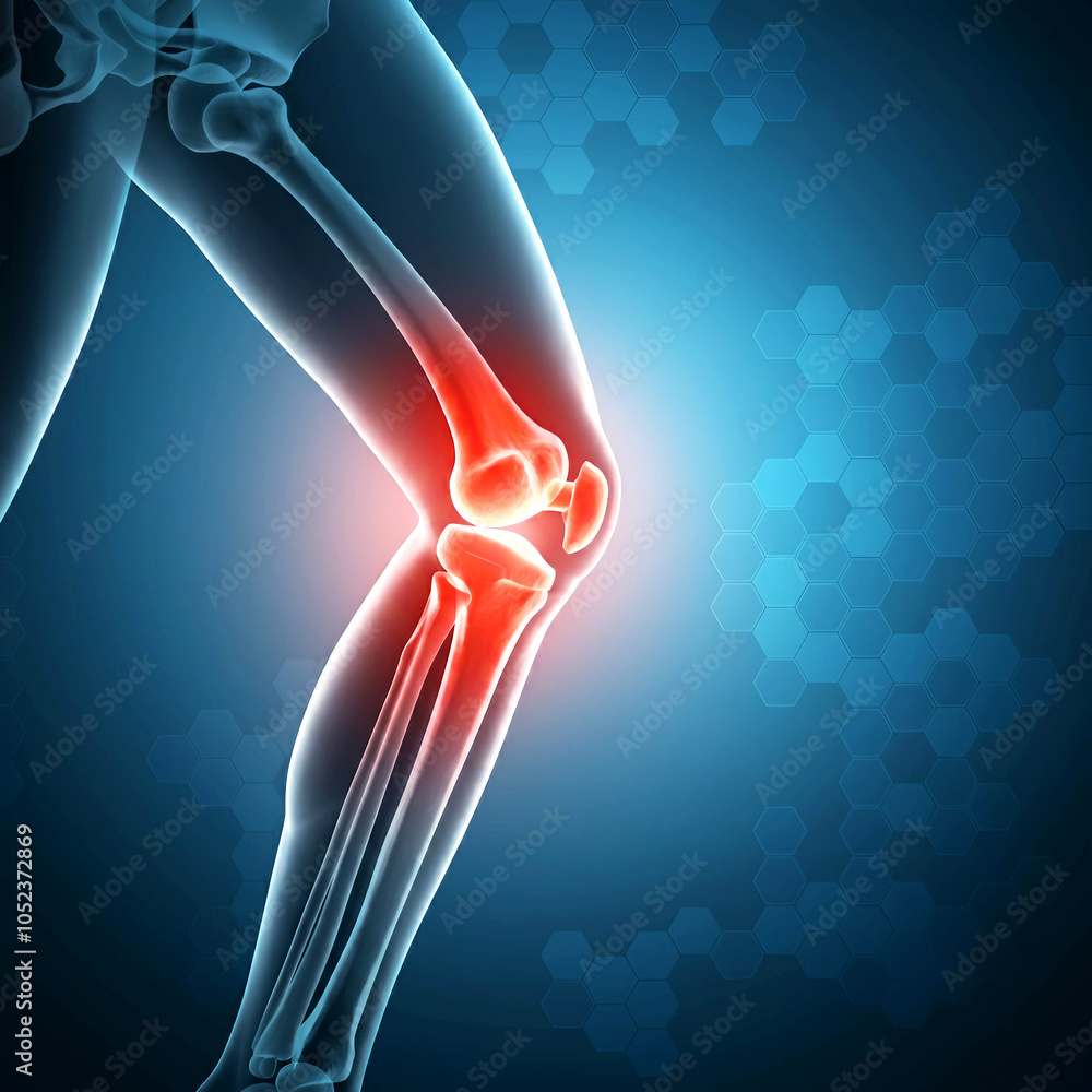 Red Highlighted Knee Pain in Human Anatomy Stock Photo | Adobe Stock