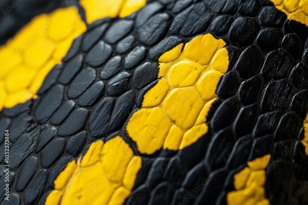 Snake skin. black and yellow snake scales with a rugged texture ...