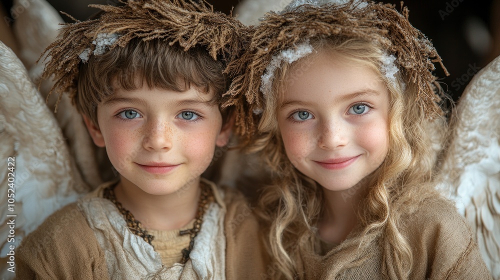 Kids dressed as angels and shepherds during a Christmas play ...