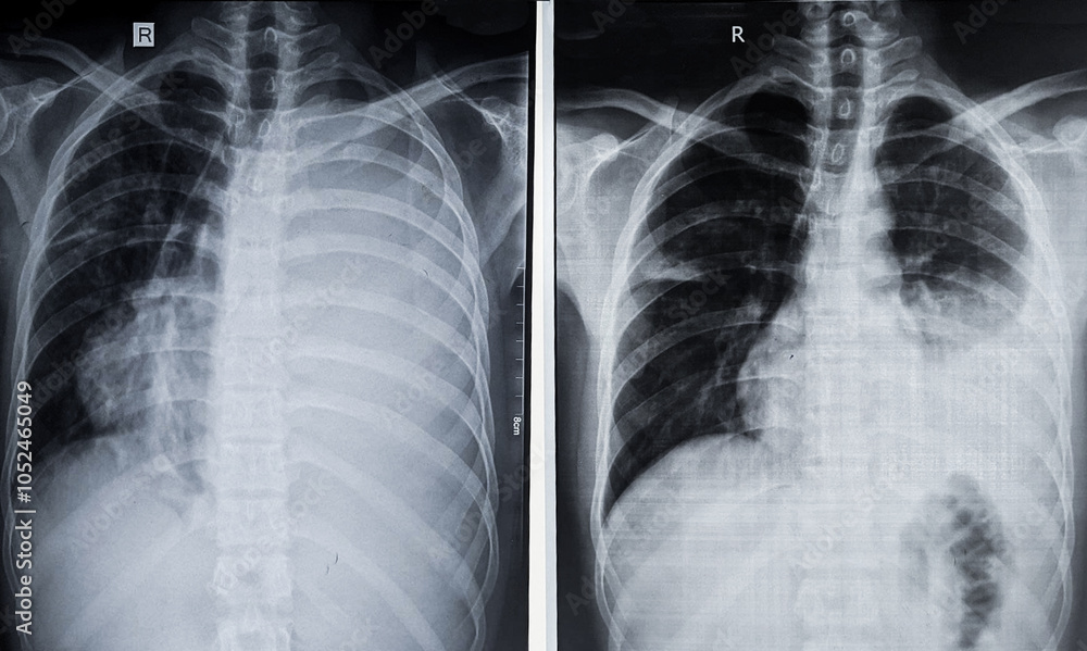 Chest X-Ray showing left sided massive pleural effusion with ...