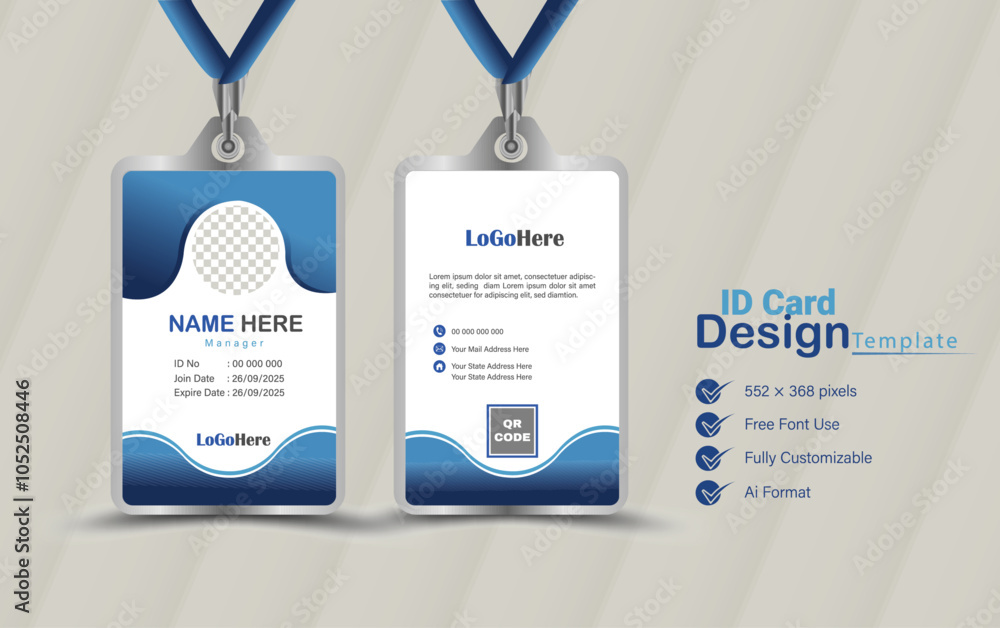 Corporate Modern and simple business office id card design . Corporate ...