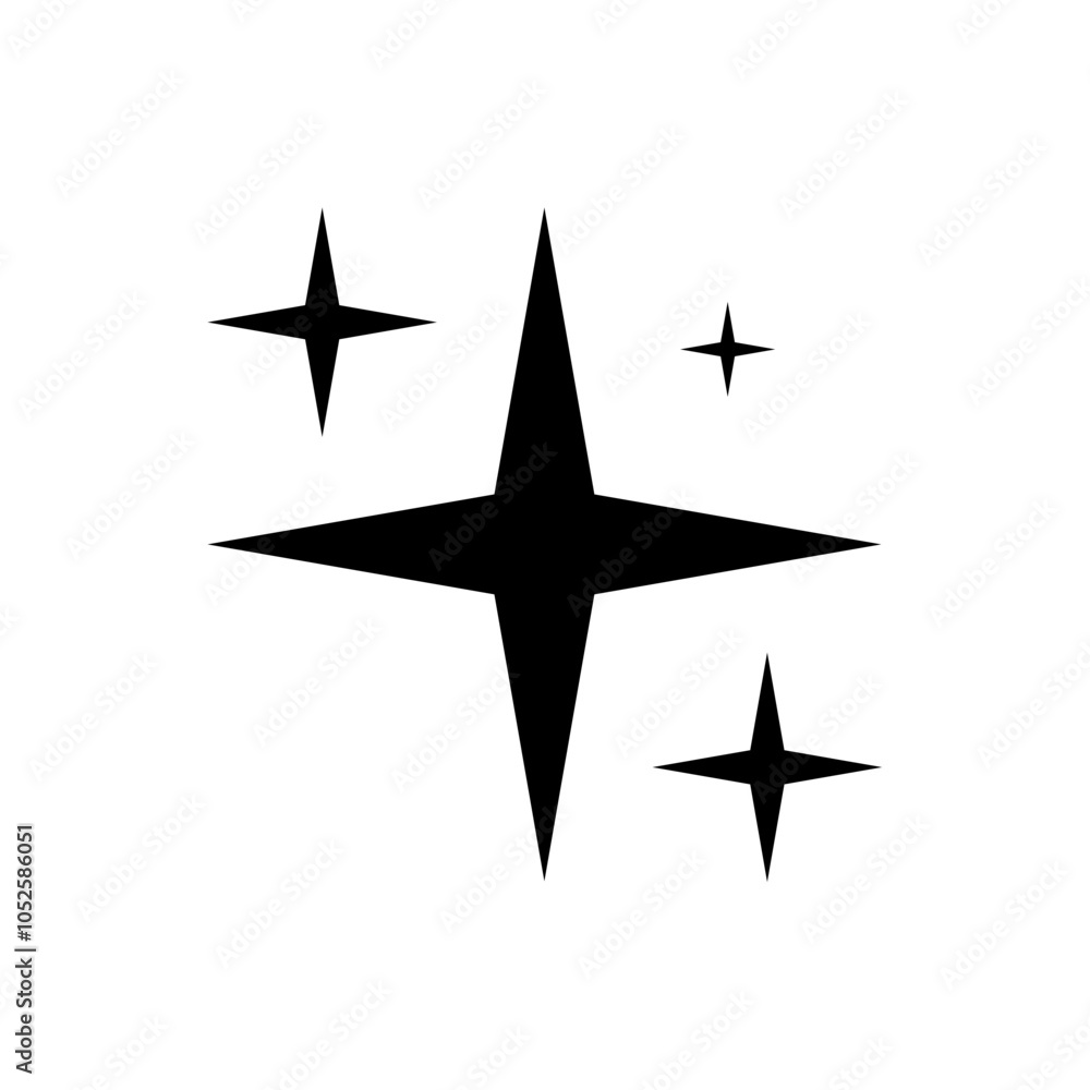 Sparkle star icon: a simple black and white sparkle symbol. Available as a transparent PNG and ...