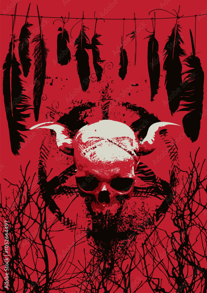 A4 vector banner on the theme of satanism, black magic and witchcraft ...