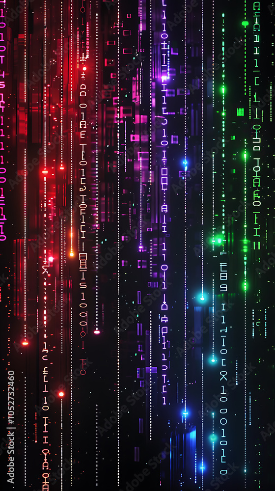 digital matrix art, i need vertical designs featuring matrix code in ...