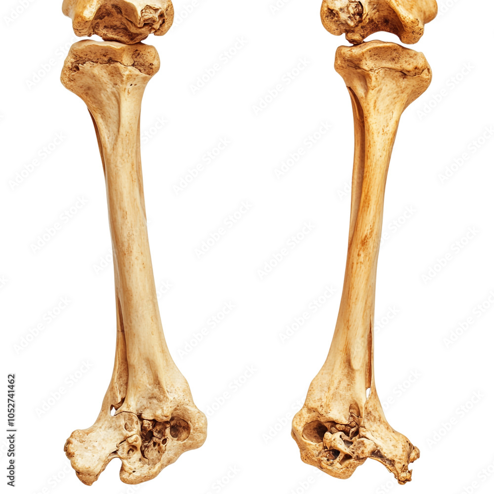 premium femur and lower leg bones in a closed display Stock Photo ...