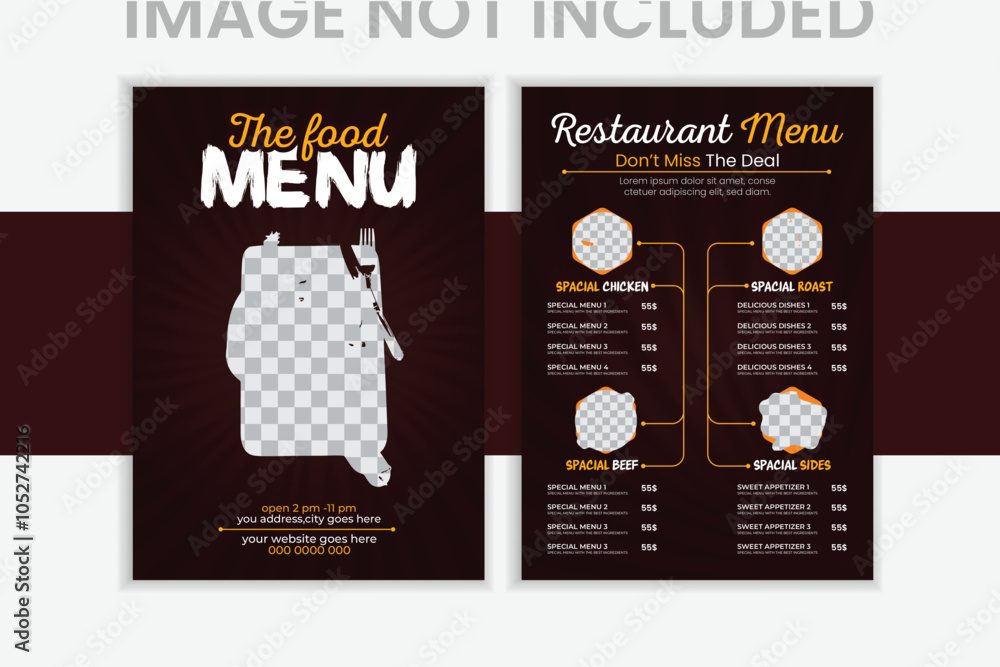 Food menu design template for restaurant with unique layout gradient ...